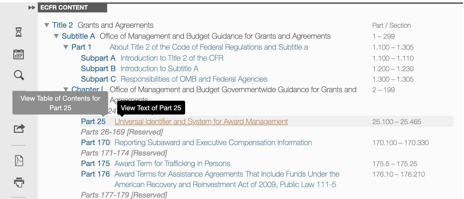 eCFR :: Reader Aids :: Using the eCFR Point-in-Time System