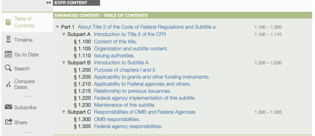 eCFR :: Reader Aids :: Using the eCFR Point-in-Time System