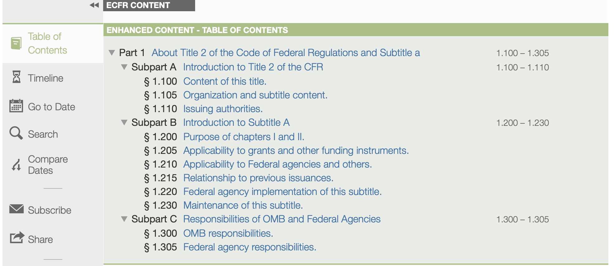 eCFR :: Reader Aids :: Using the eCFR Point-in-Time System