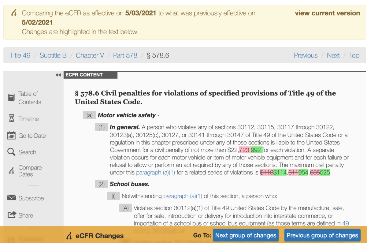 eCFR :: Reader Aids :: Using the eCFR Point-in-Time System