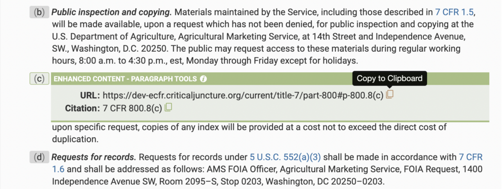 eCFR :: Reader Aids :: Using the eCFR Point-in-Time System