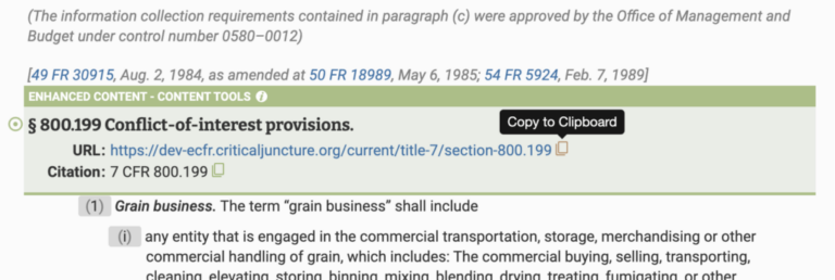 eCFR :: Reader Aids :: Using the eCFR Point-in-Time System