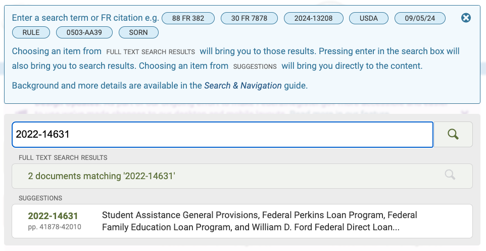 Federal Register :: Reader Aids :: Recent Site Updates
