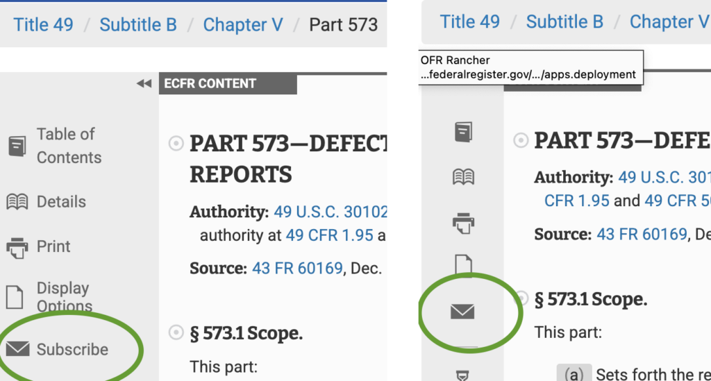 eCFR :: Reader Aids :: Using the eCFR Point-in-Time System